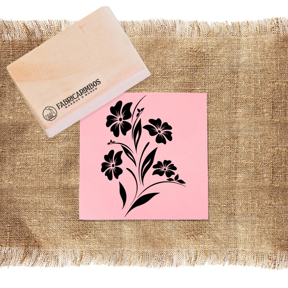 Carimbo de Madeira Sacola Kraft Ref. 0146 Flor Mod. B - 4 x 6 cm ...