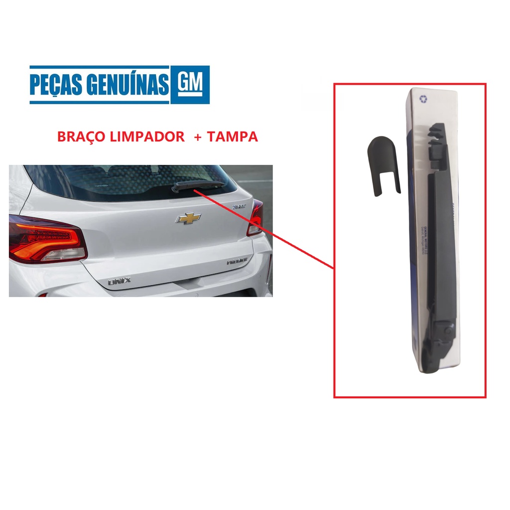 Braço + tampa do limpador traseiro Onix - Ger. 2 42709519 | Shopee Brasil