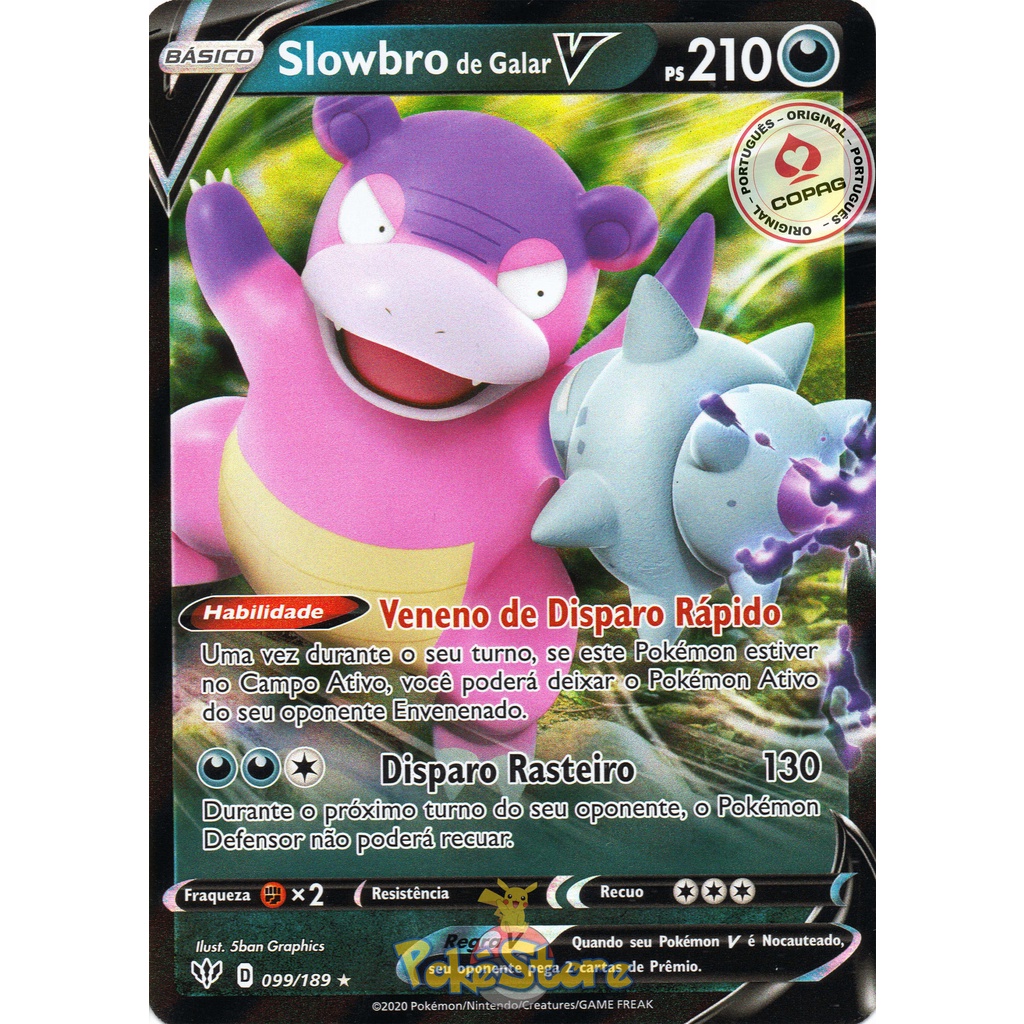Carta Pokemon Slowbro de Galar V Português 99/189 Card Original Copag ...