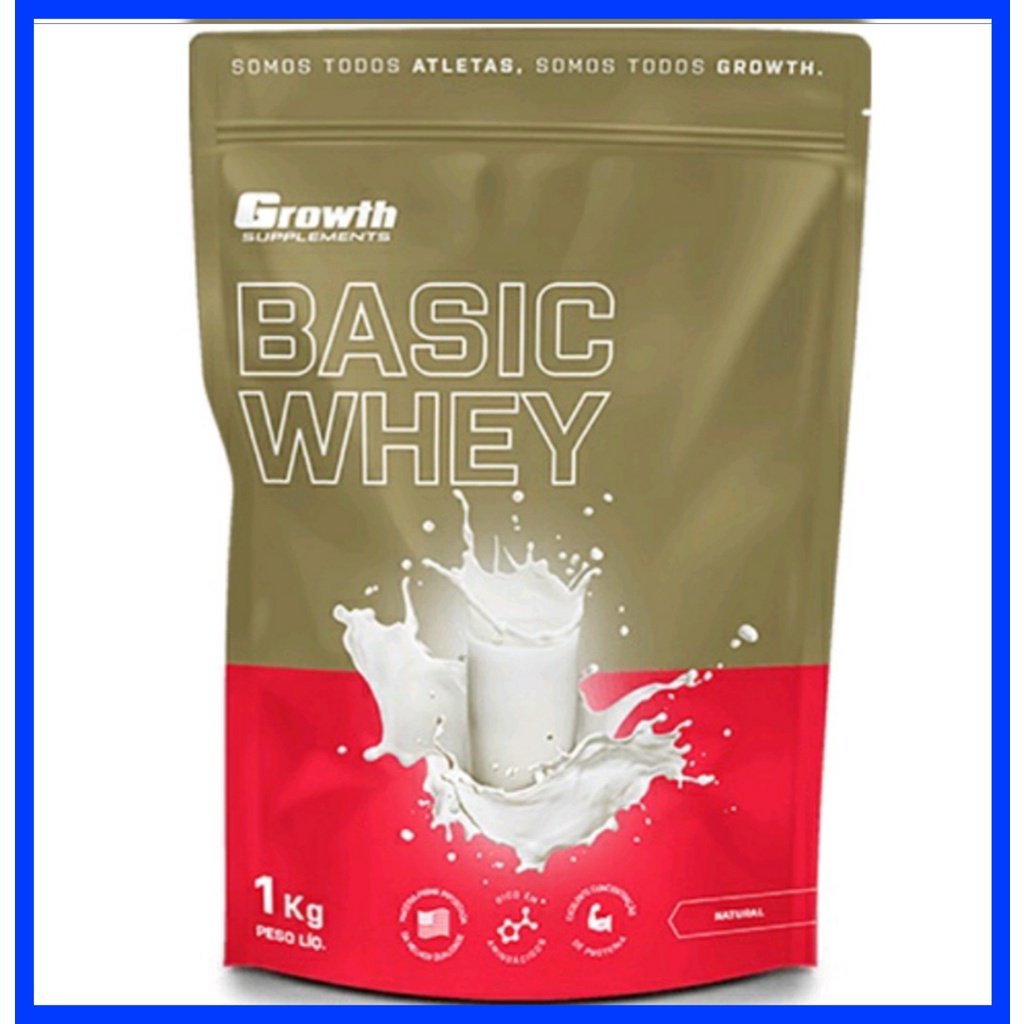 Basic Whey Protein Sabor Natural (1kg) Growth Supplements | Shopee Brasil