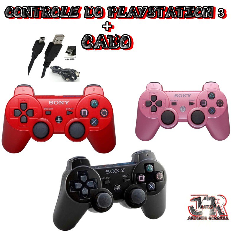 Controle Ps3 Sem Fio Wireless Dualshock + cabo de 1 metro | Shopee Brasil