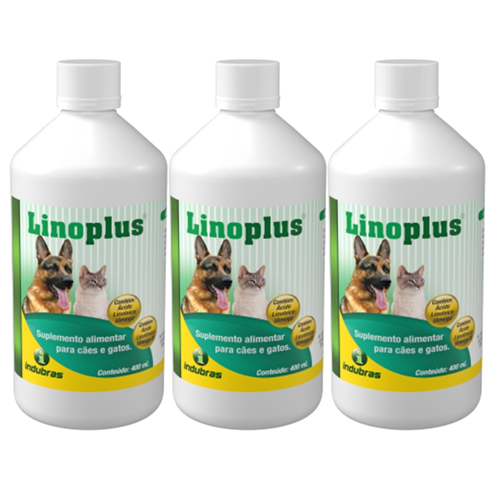 Kit 3x Linoplus 400 ml Indubras Suplemento Para Cães e Gatos | Shopee Brasil