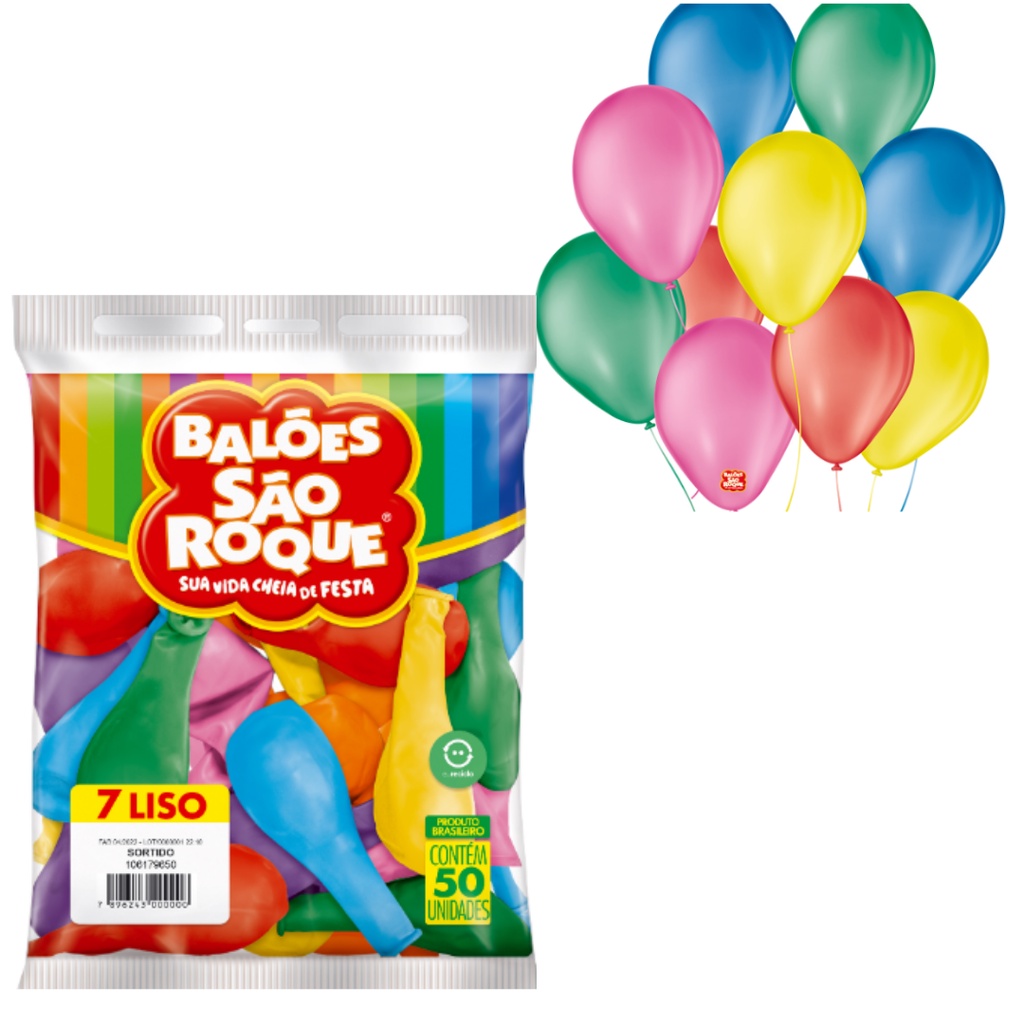 Balão - Balões São Roque SORTIDO N7 - 50 unidades | Shopee Brasil