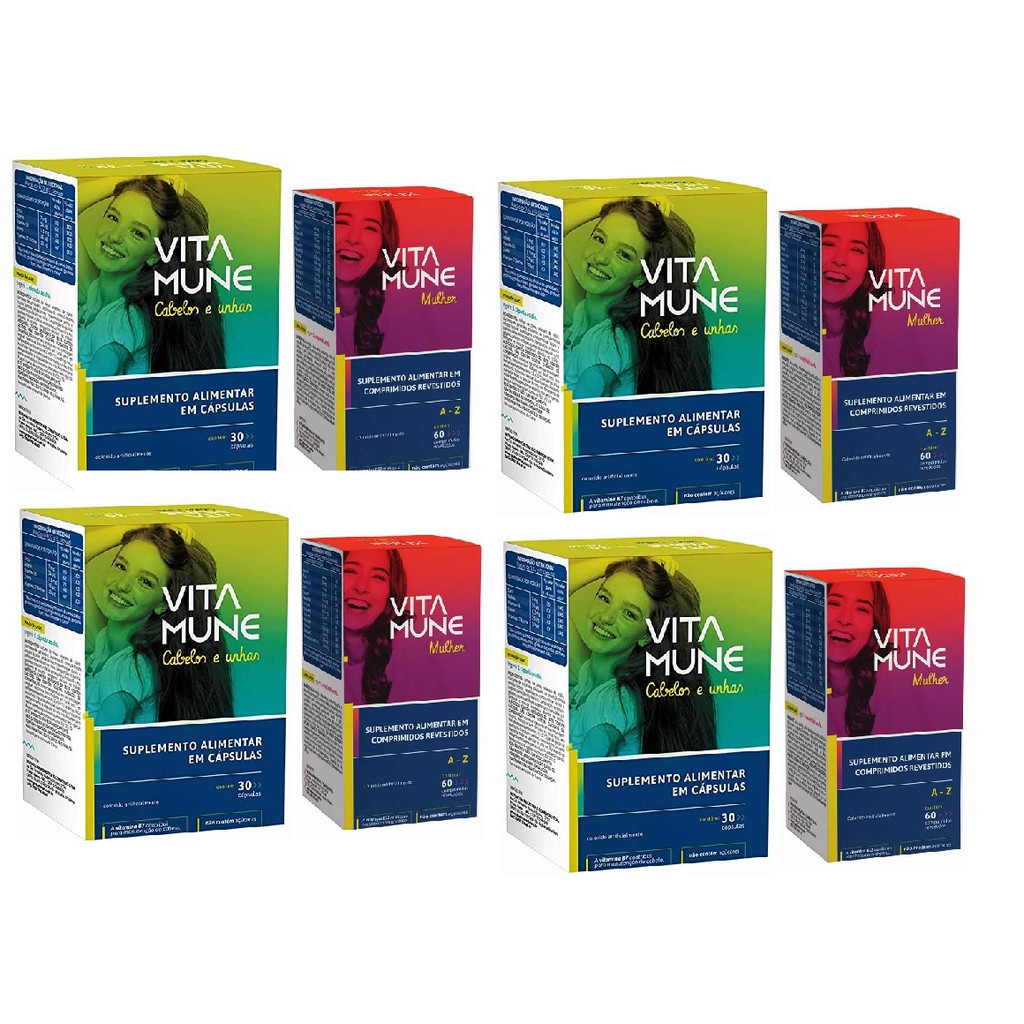 Kit 4 Vita Mune A-z Mulher para Com 60 Comprimidos + 4 Vita Mune ...
