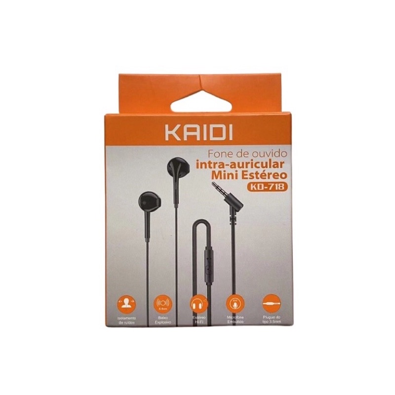 Fone de Ouvido Intra-Auricular Mini Estéreo Kaidi KD-718 | Shopee Brasil