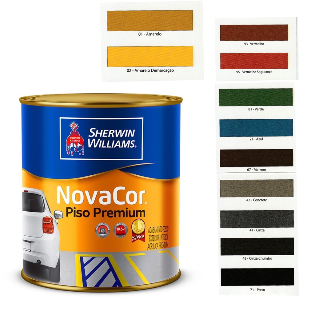 Tinta Piso Novacor Sherwin Willians 3,6l Cores Envio Hoje | Shopee Brasil