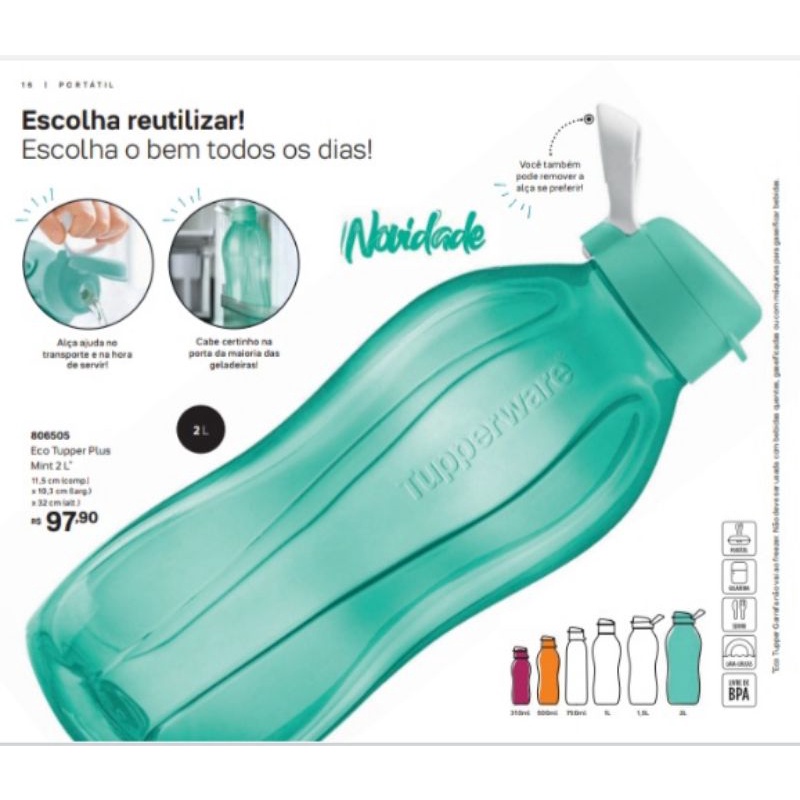 Eco Tupper Plus 2 litros verde Tupperware | Shopee Brasil