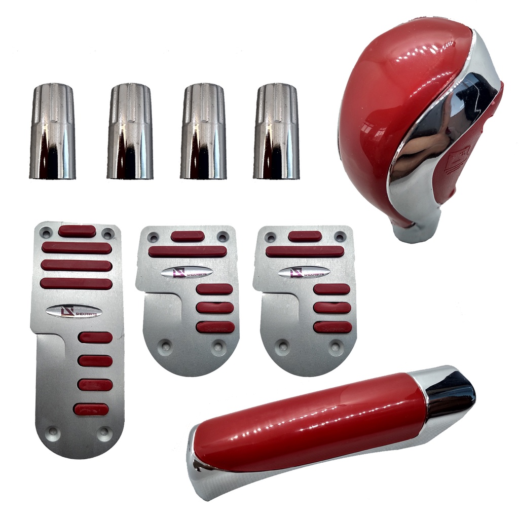 Kit Pedaleira Bola De Câmbio Tampa De Válvula Manopla Vermelho e ...