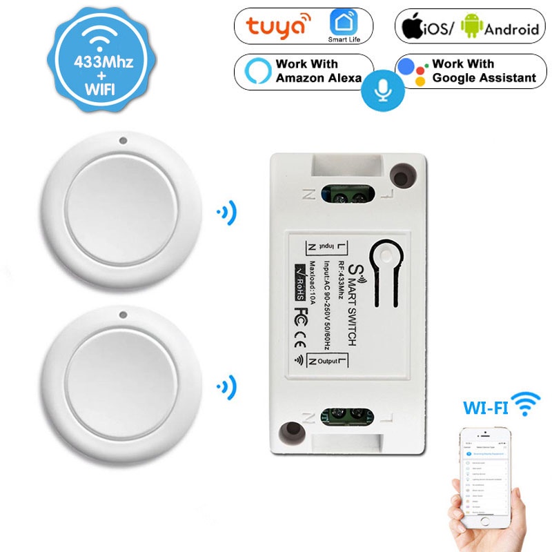 Interruptor Sem Fio Inteligente 10A AC90-250V RF 433 Mhz Receptor De ...