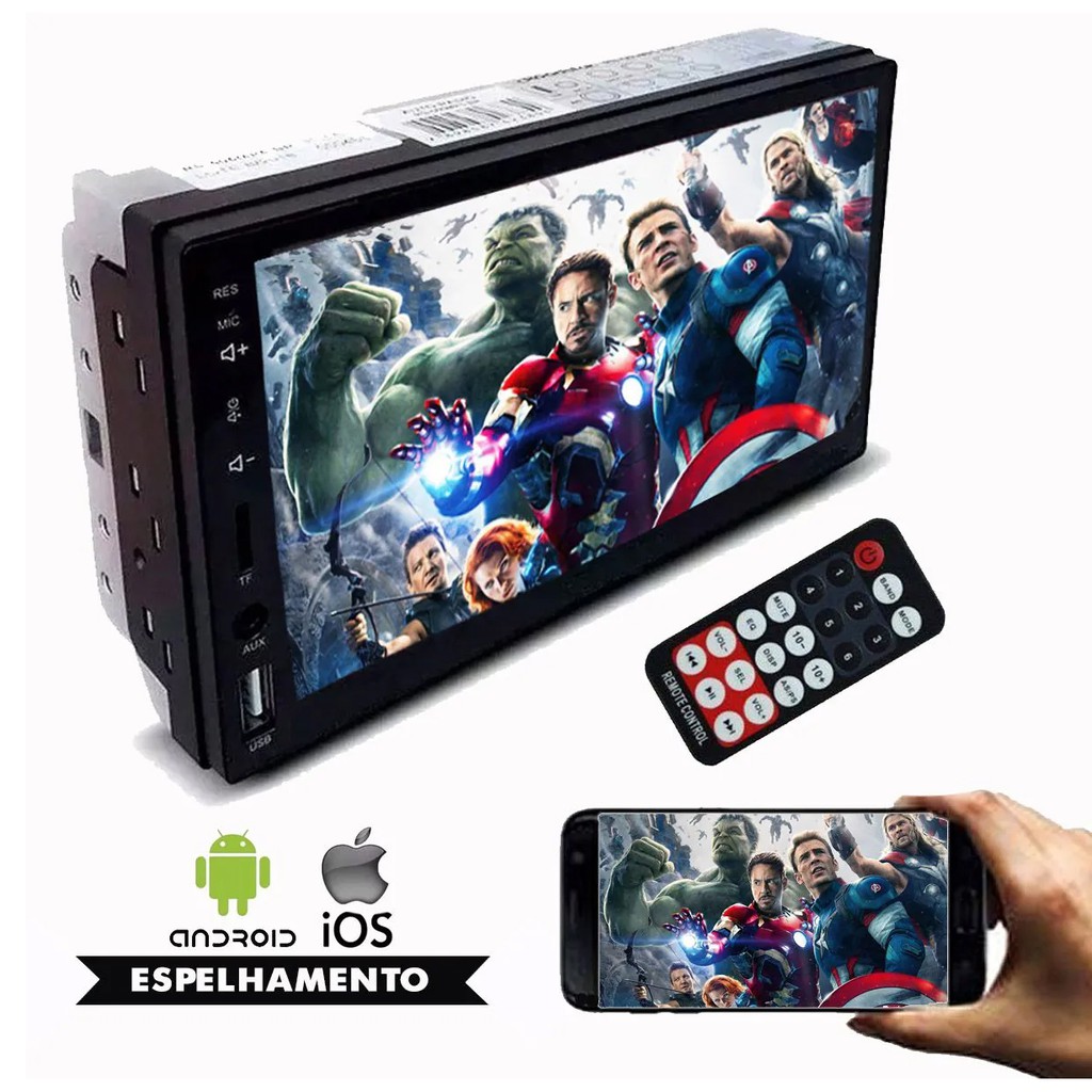 Som Multimidia First Option Mp5 Player 2Din 7 Polegadas Universal Espelhamento Celular Bluetooth ...