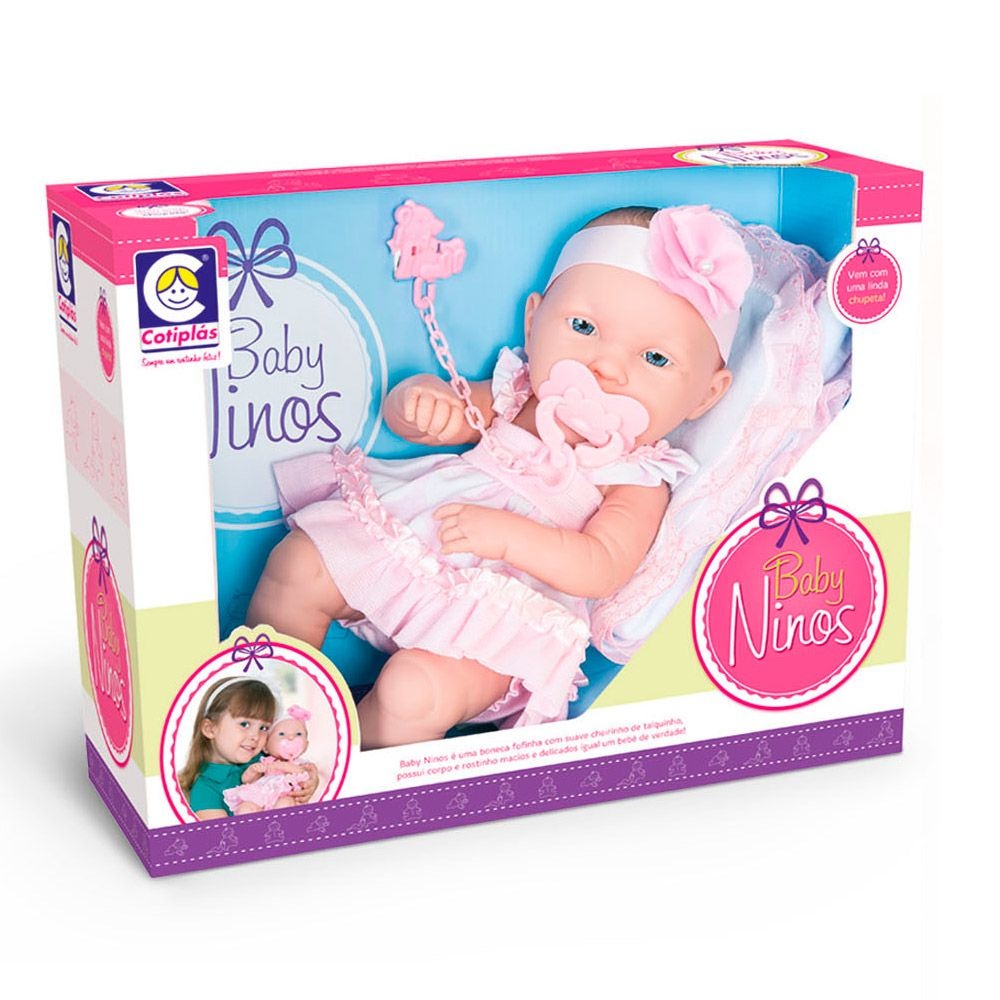 Boneca Colecao Baby Ninos Newborn Vinil com Cheiro Cotiplas | Shopee Brasil