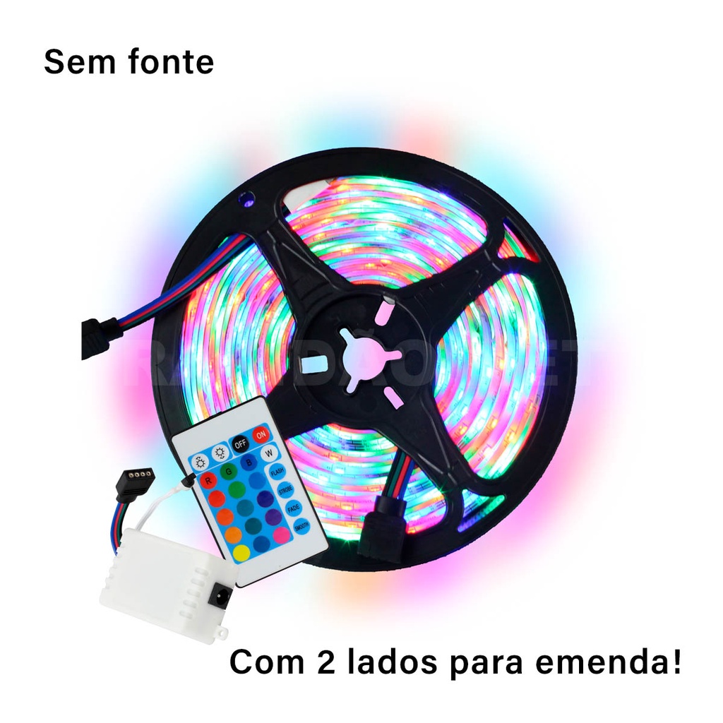 Fita Led Rgb 3528 Rolo 5M 300 Leds Silicone Dupla Face Ip65 - Escorrega ...
