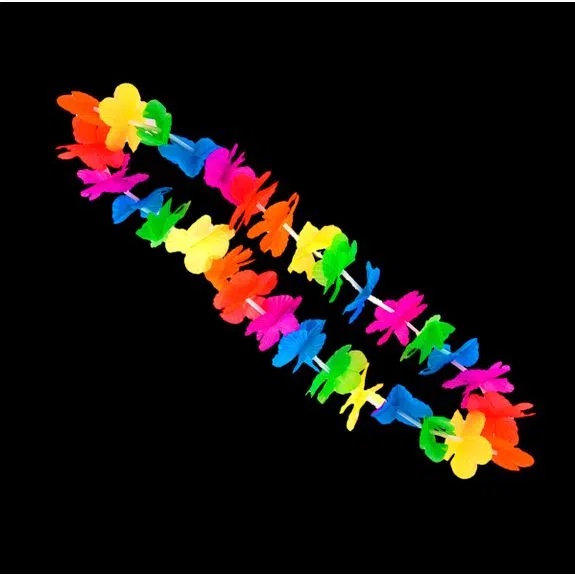 Kit Festa 05 Colar Havaiano Neon Flor Tecido Colorido Baile Havai ...