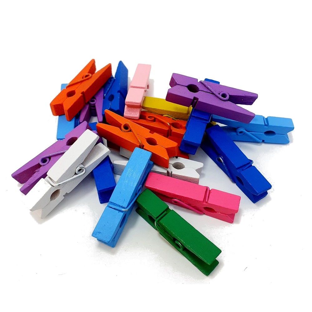 Mini Prendedor Pregador Madeira 3,5cm com 48 Unidades Colorido | Mini ...