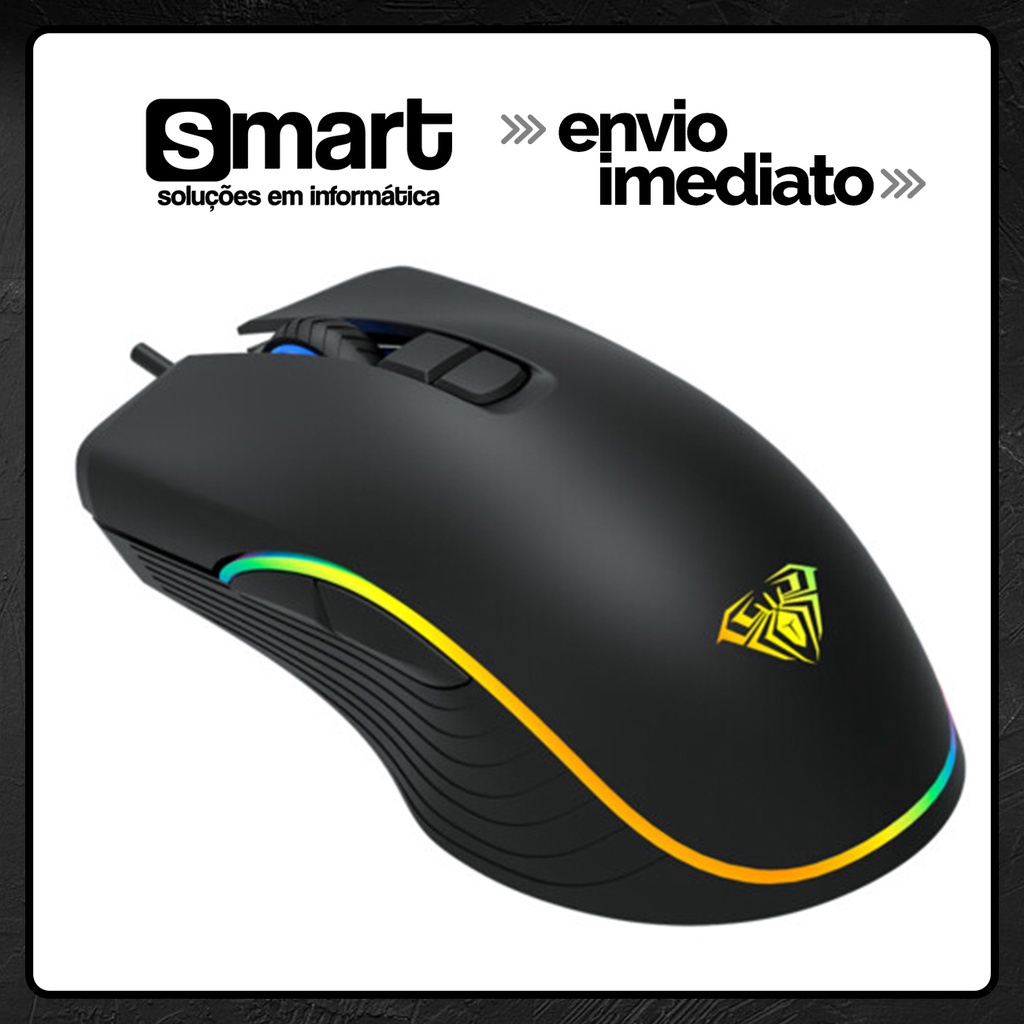 Mouse Gamer Rgb Led Com Fio 2400dpi 7 Botoes Aula - F806 | Shopee Brasil