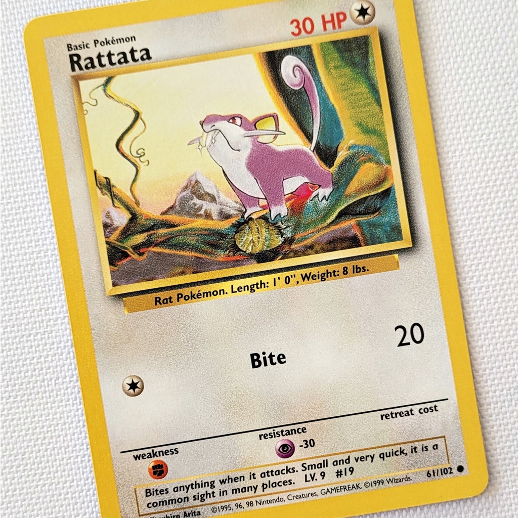 Carta Antiga Pokemon Rattata 61/102 Common Base Set Original Card ...