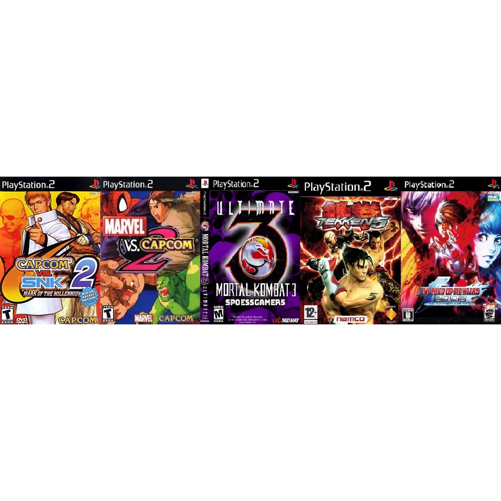 5 Jogos Ps2 Capcom vs snk 2 Marvel vs Capcom 2 Mortal kombat 3 Ultimate Tekken 5 Kof 2002 kit ...