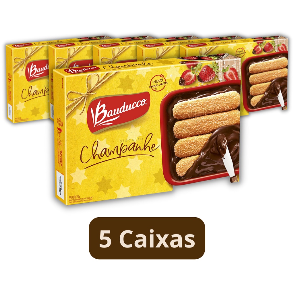 Biscoito Champanhe Bauducco 150g Kit com 5 Caixas - Bolacha com Açucar ...