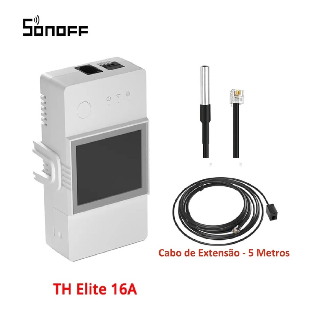 Sonoff Th16 Elite 16a Smart Rele Wifi Alexa E Google Home com Sensor ...
