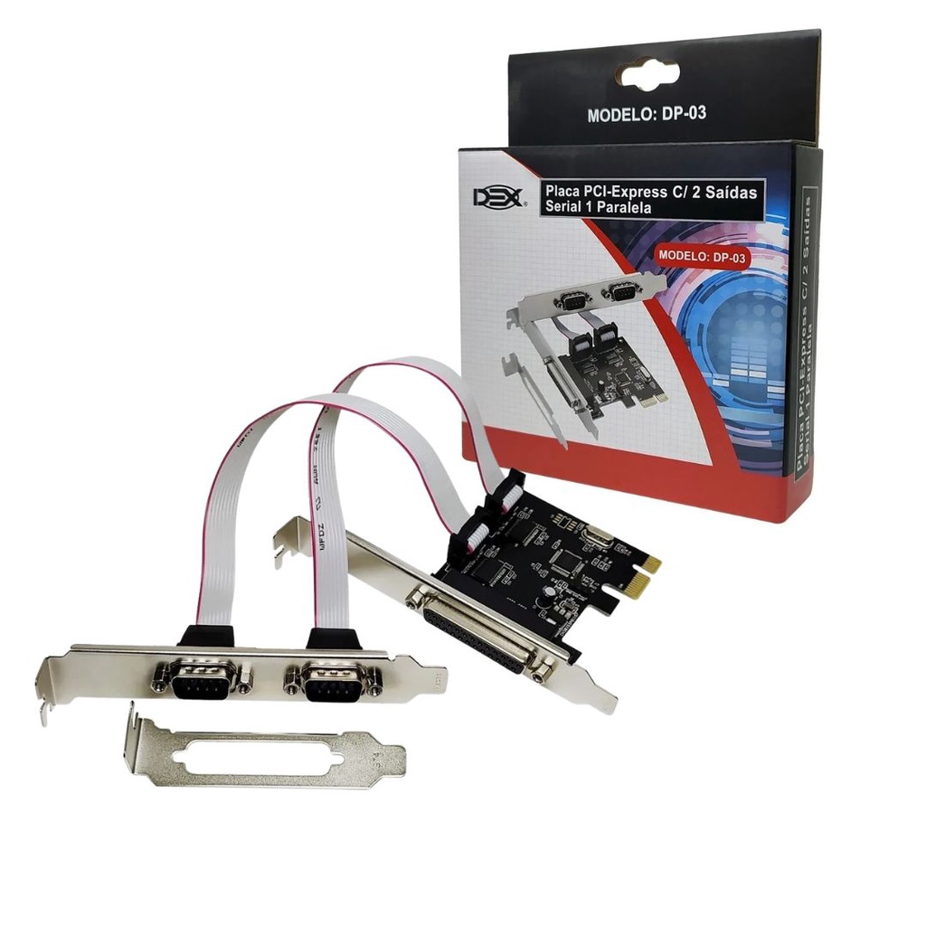 Placa Pci Multiserial Express Serial 2 Portas + Paralela Low Profile Dex DP-03 | Shopee Brasil