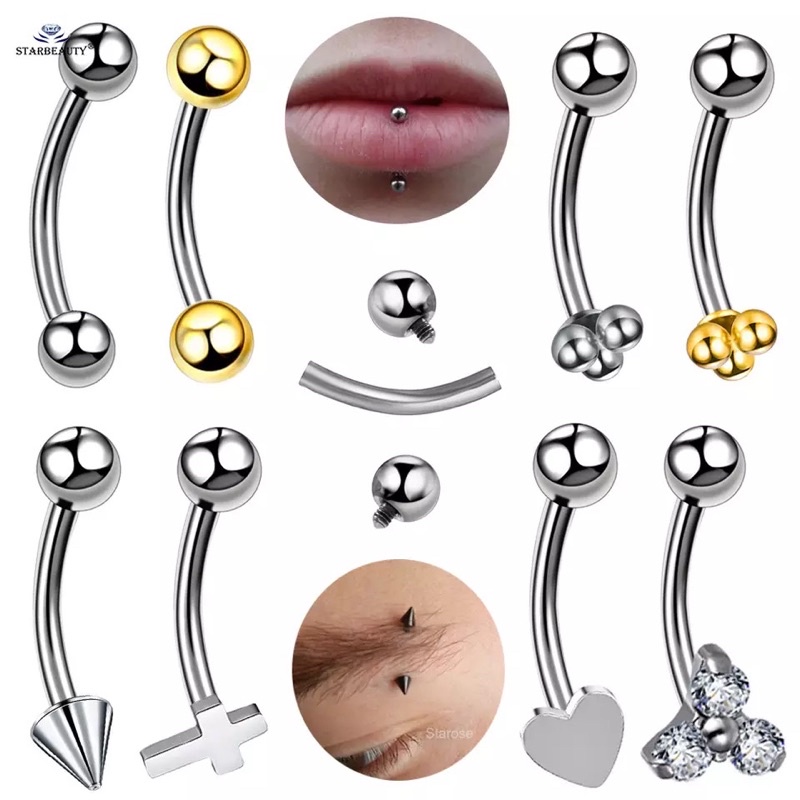 Piercing Curvo Vertical Labret Hook aço cirúrgico 8mm - Escorrega o Preço