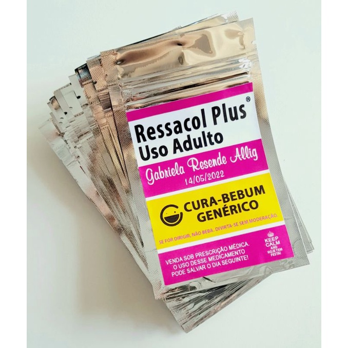 40 Sacos Metalizados Zip 10x15cm p/ Kit Ressaca Boteco Formatura Festas ...