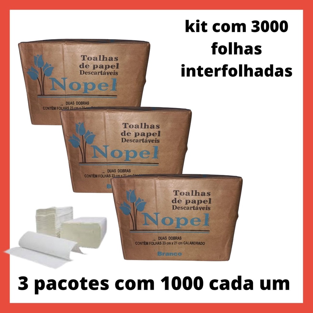 Papel Tolha Interfolhado branco kit Com 3000 Folhas calandrado | Shopee ...