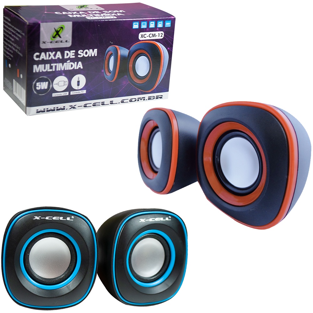 CAIXA DE SOM MULTIMIDIA 5W CABO USB/P2 X-CELL 70CM | Shopee Brasil