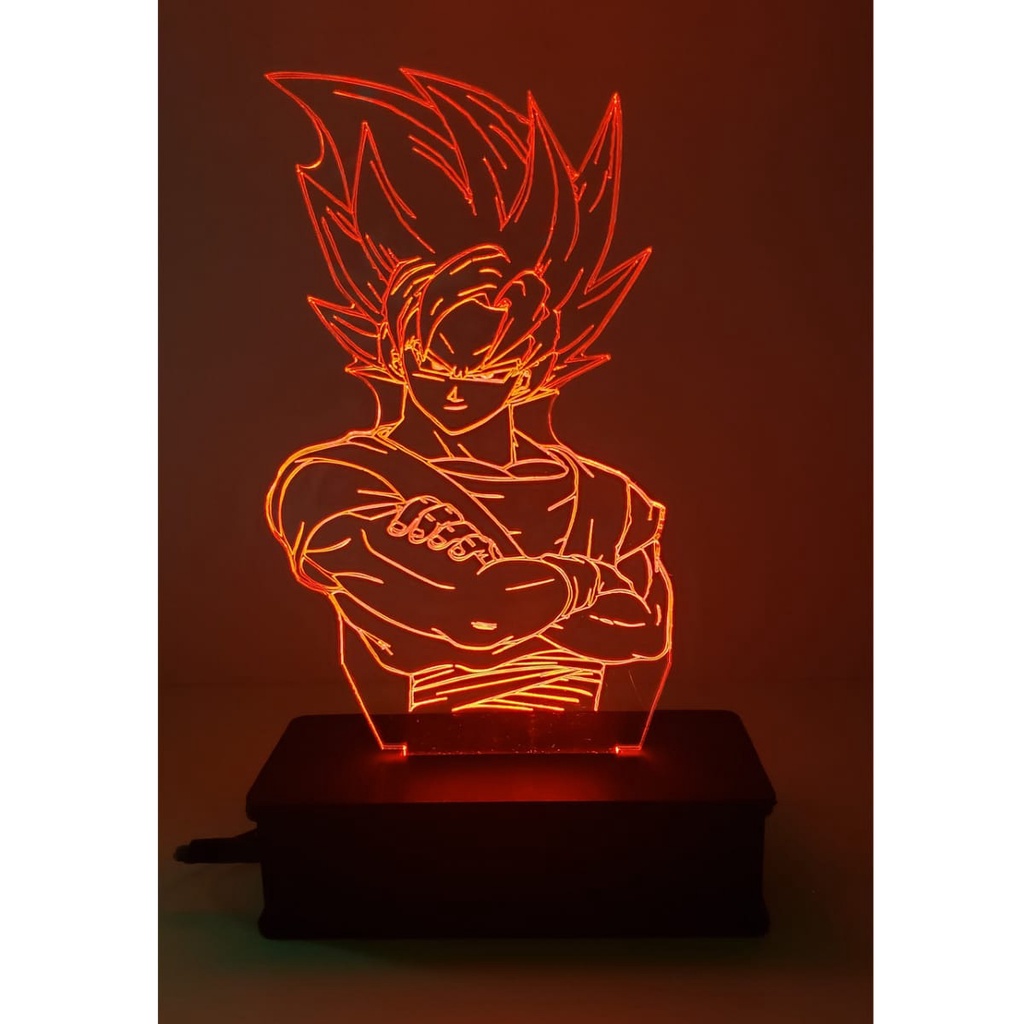 Luminária Led 3D, Goku, Goku Super Saiajyin, 16 cores, Super Top, Geek ...