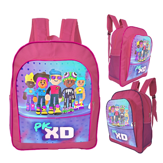 Mochila PK XD Infantil Pink Feminina Grande Escolar estampa Cores Vivas ...