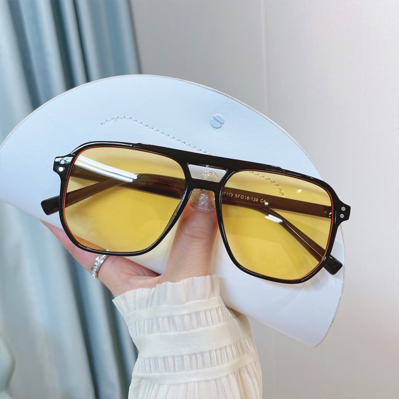 Vintage Amarelo Lente Quadrada Óculos De Sol Luxo Retro Matizado Tons ...