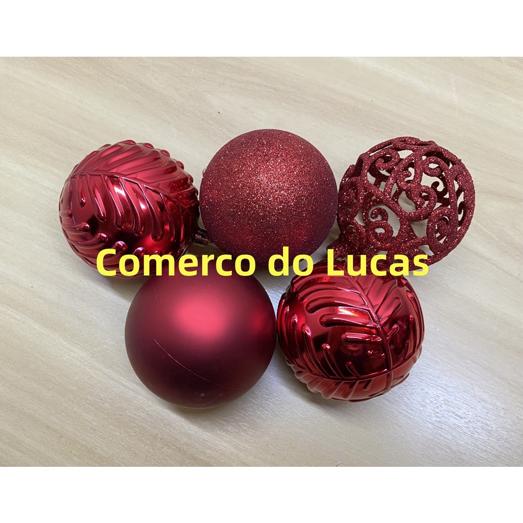 Tubo com 5 Bolas de Natal Sortidas 8cm Fosco Vazada Glitter Brilhante ... Tubo com 5 Bolas de Natal Sortidas 8cm Fosco Vazada Glitter Brilhante ...