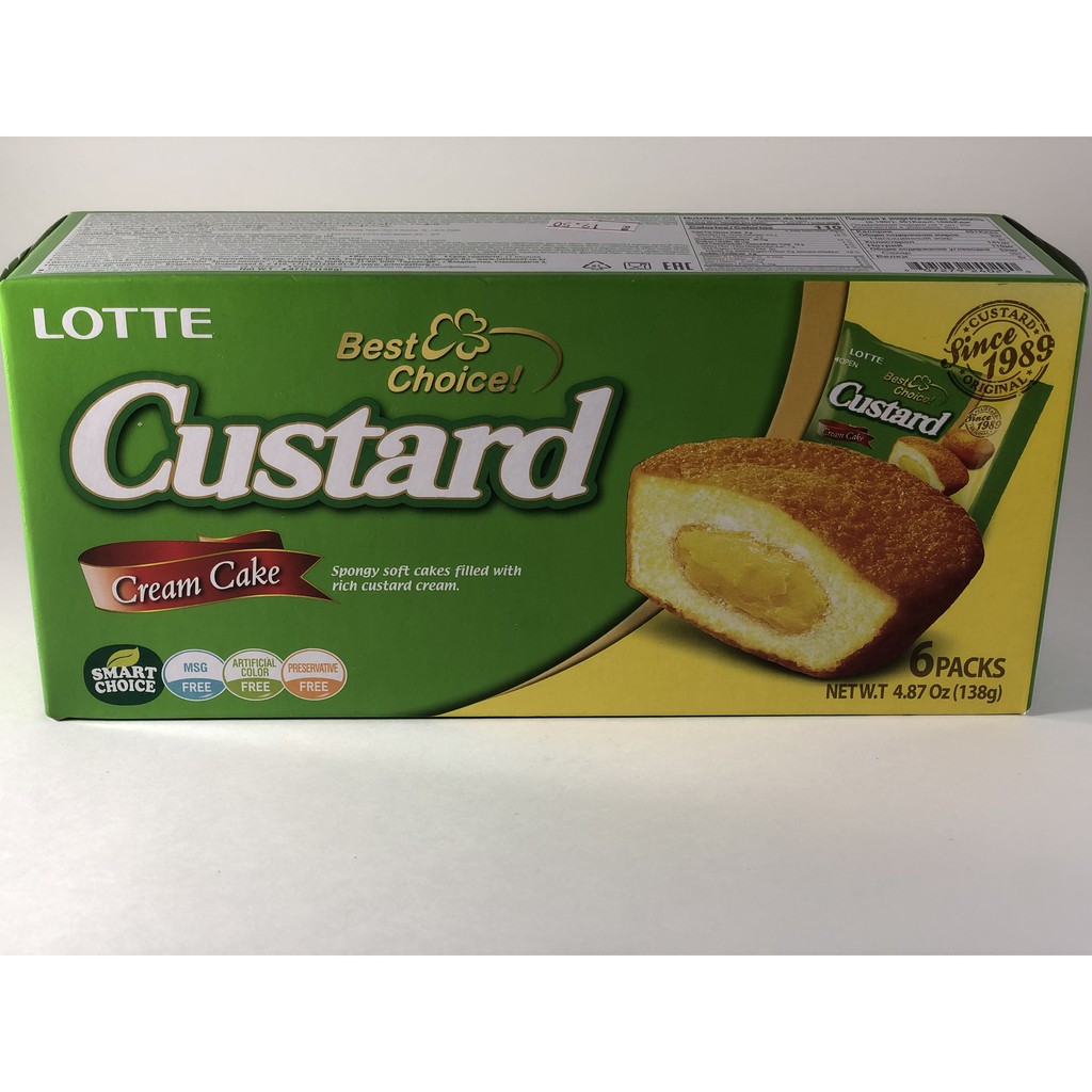 BOLO DE CREME CUSTARD LOTTE 138 GRAMAS 6 UNIDADES | Shopee Brasil