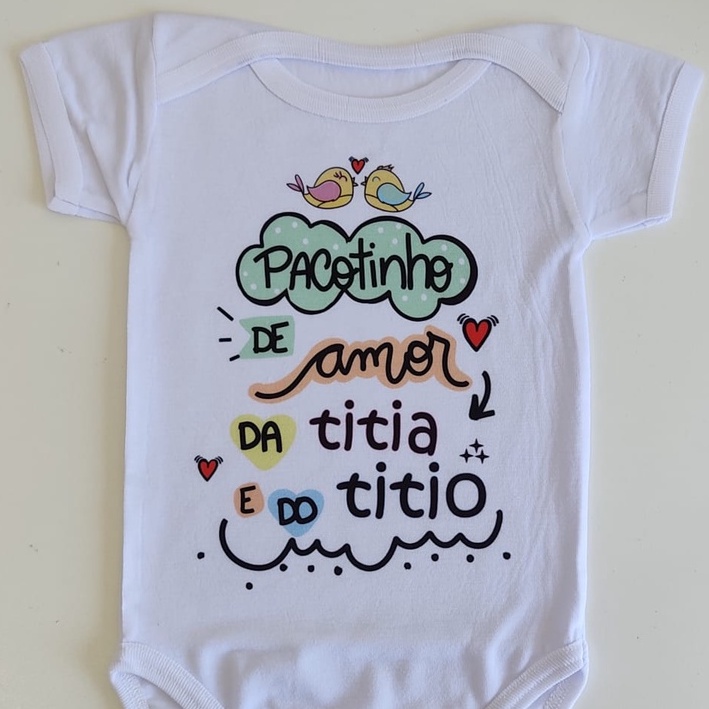 Body de Bebê Frase ¨Pacotinho de Amor da Titia e do Titio¨ Tamanho ...