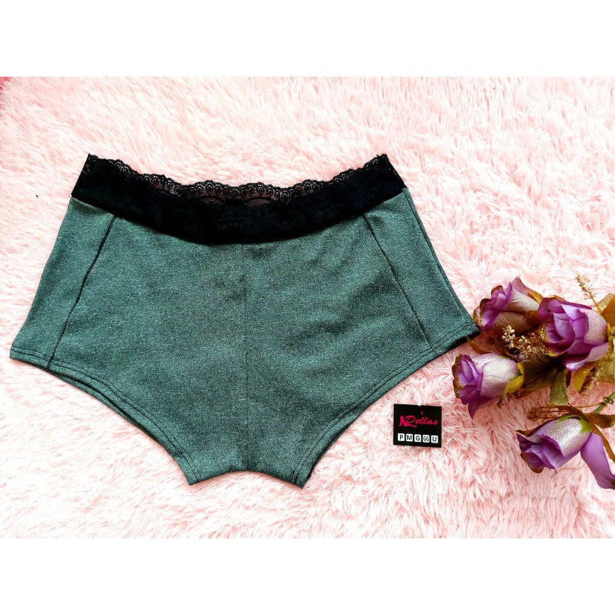 Shortinho / calcinha conforto / Mescla / cintura em renda / lingerie ...