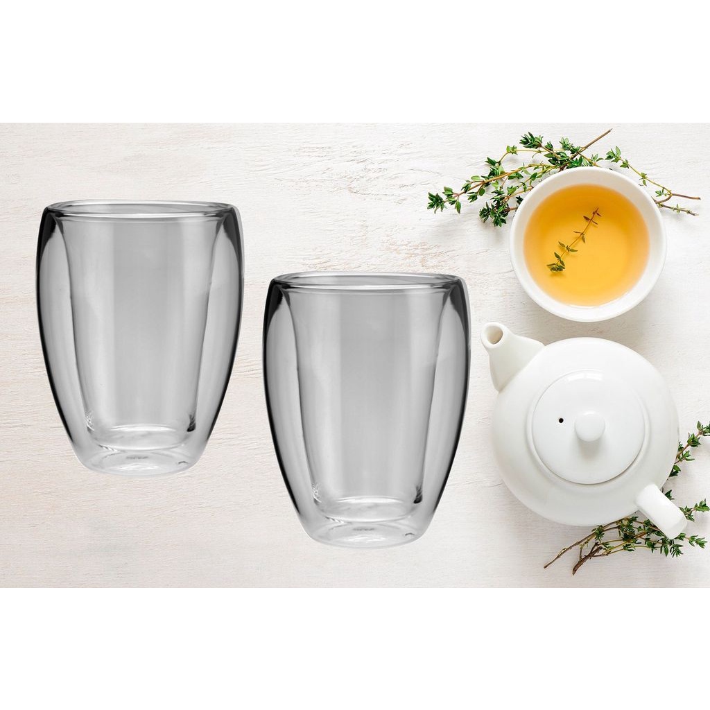 Conjunto com 2 copos para chá dupla parede de vidro borossilicato 260ml ...
