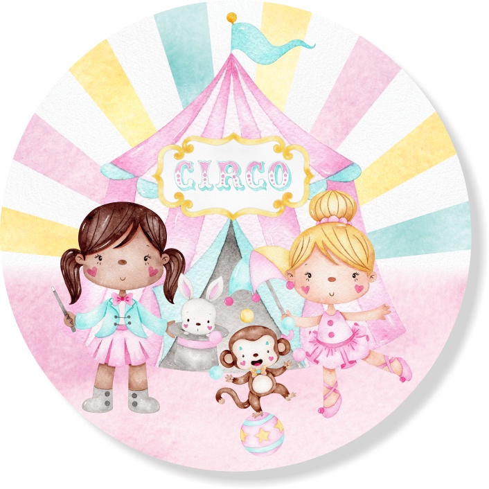 Painel Redondo Festa Circo Rosa Aquarela em LONA | Shopee Brasil