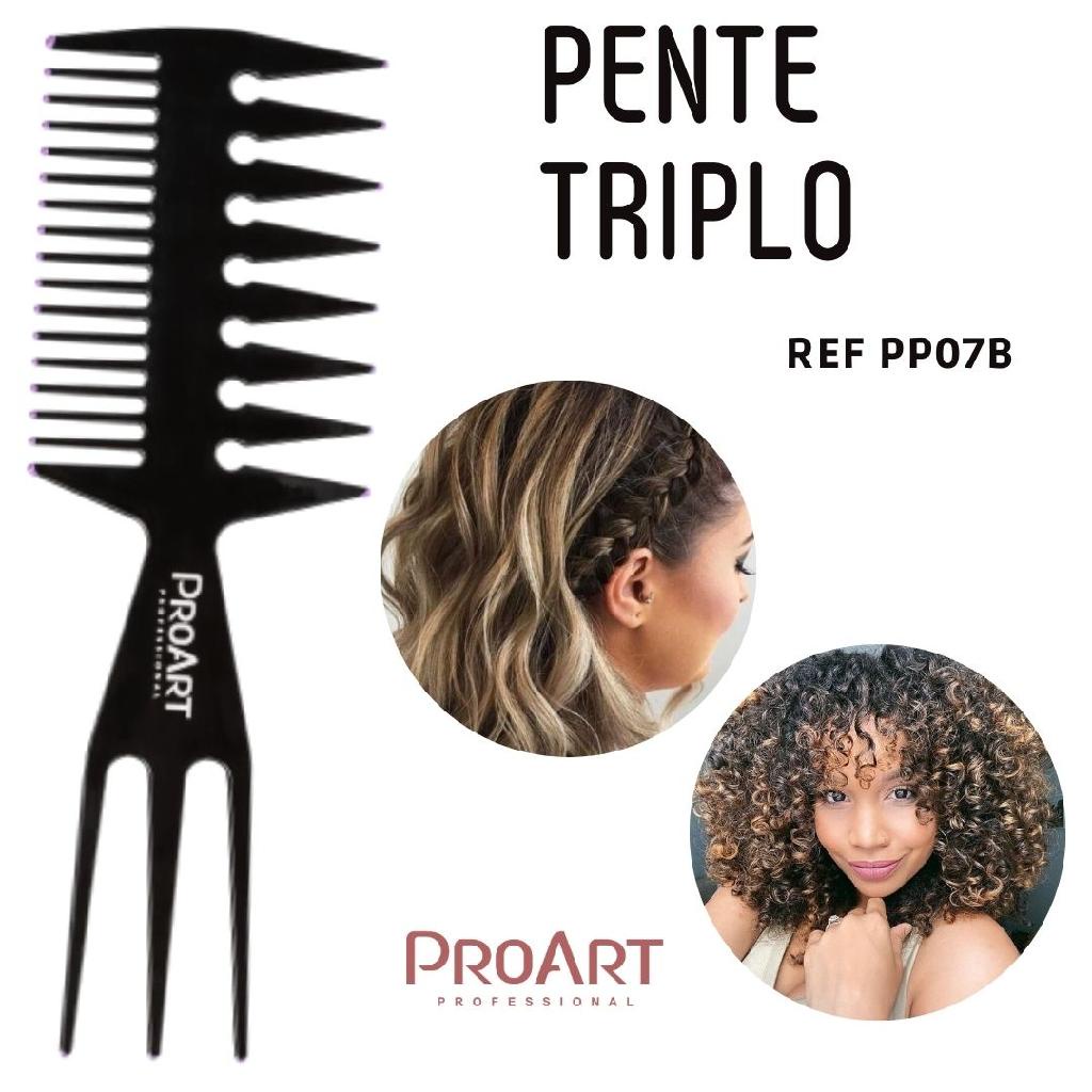 Pente Garfo Triplo Multiuso Profissional Black Cacheado Crespos Ref ...