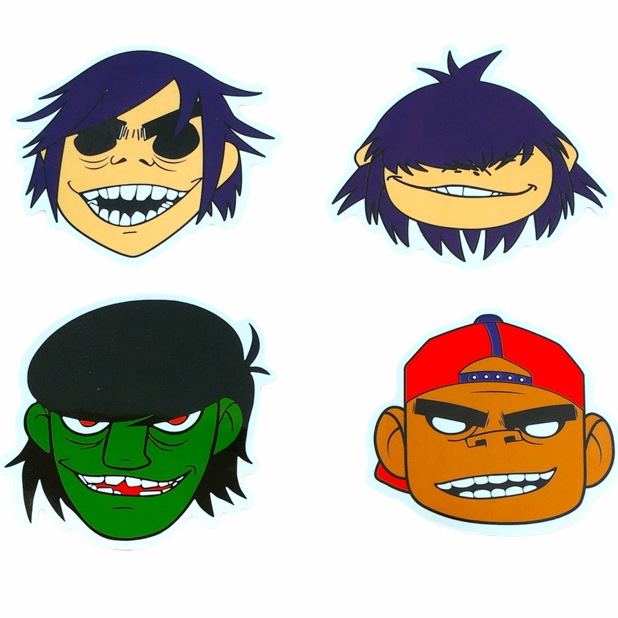4 Adesivos Gorillaz 2D Noodle Russel Murdoc 04 Stickers personagens ...
