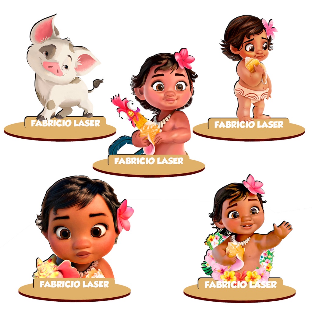 Kit Centro De Mesa Moana Baby Lembrancinha Aniversário Mdf Adesivado ...