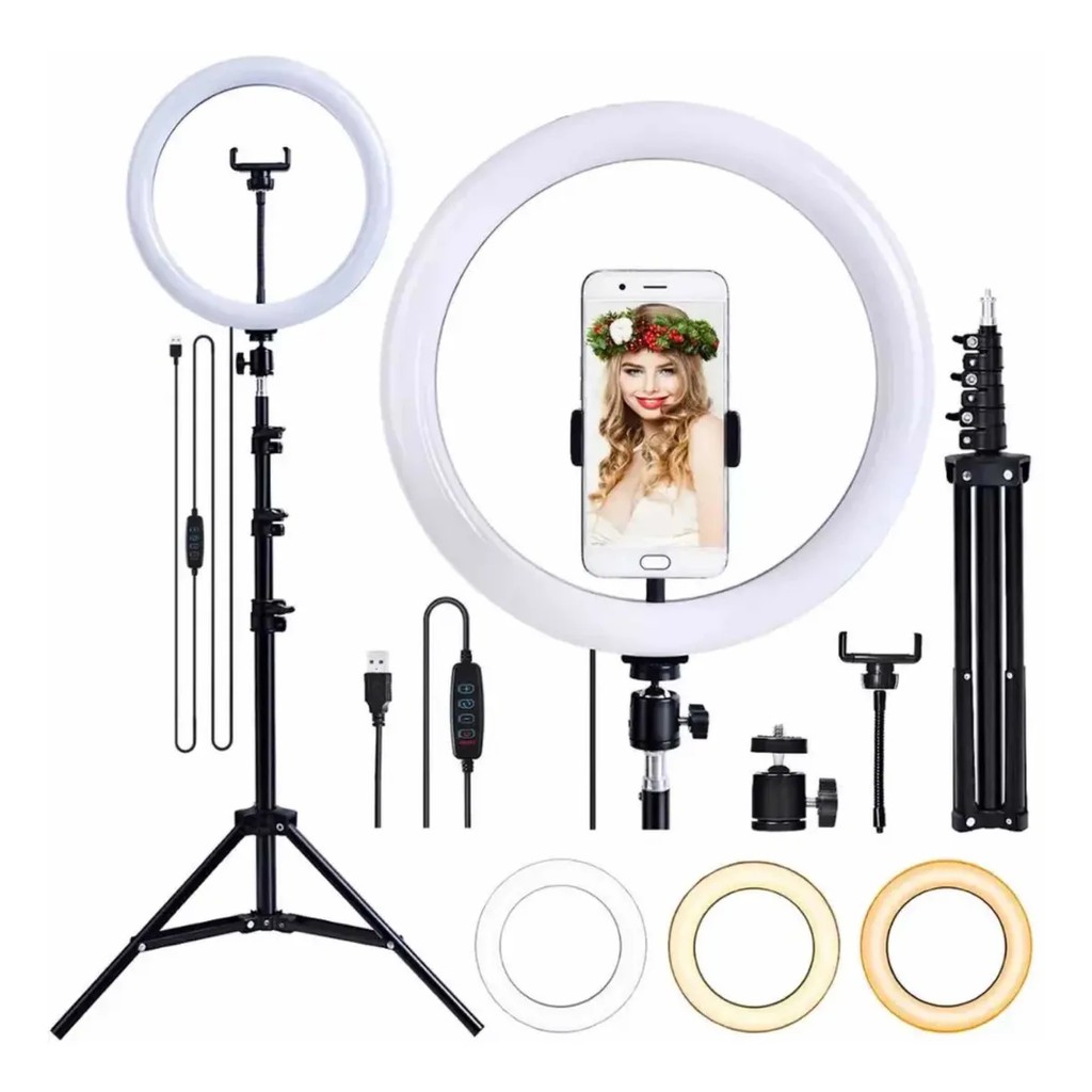 Ring Light Led Luz Iluminador Flash Estudio 10 Polegadas 25w Profissional Com Tripe 210m ...