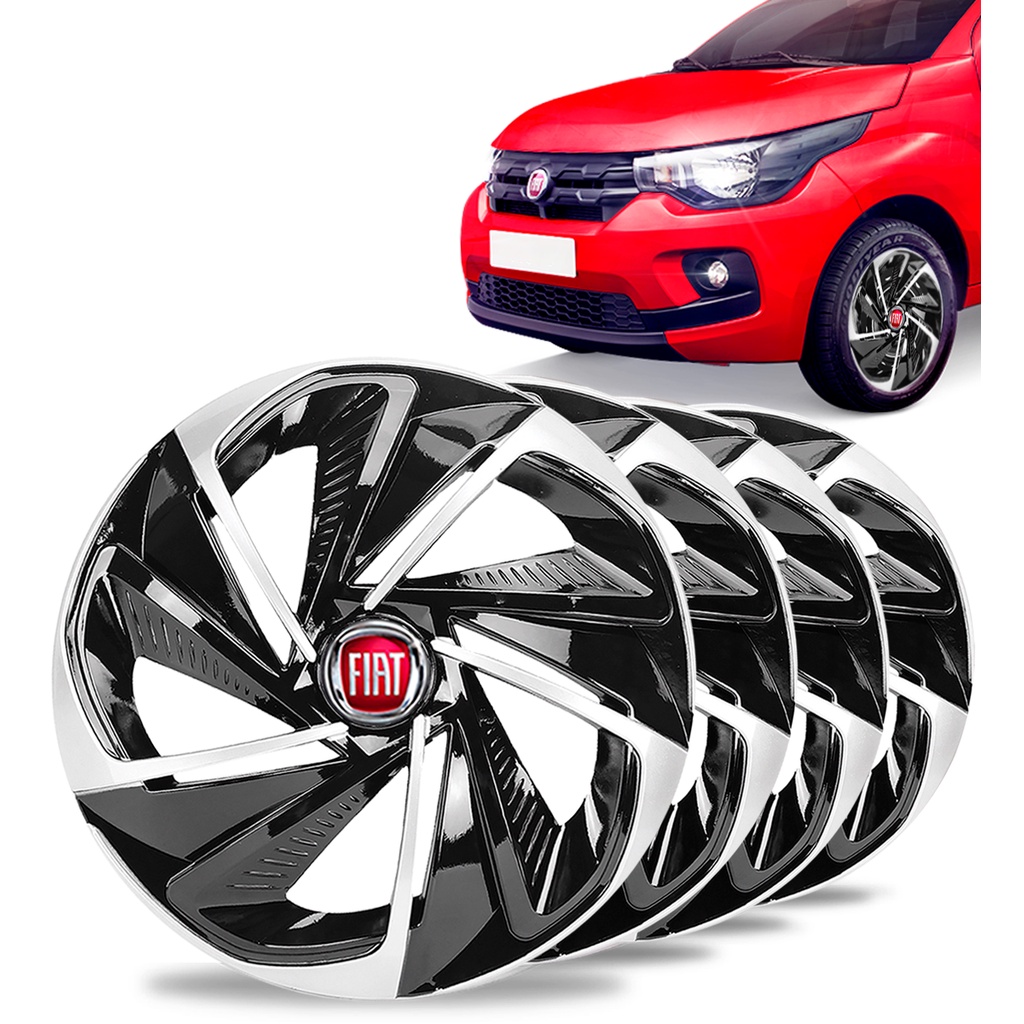 Jogo 4 Calotas Nitro Aro 14 Preta Prata Fiat Mobi Palio Argo | Shopee ...