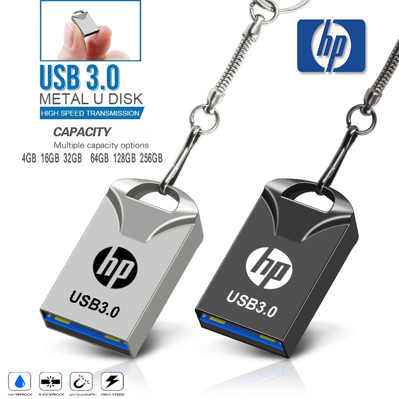 Pen drive HP Mini flash Metal Usb3 . 0 16gb 32gb 64GB 128GB 256GB USB | Shopee Brasil