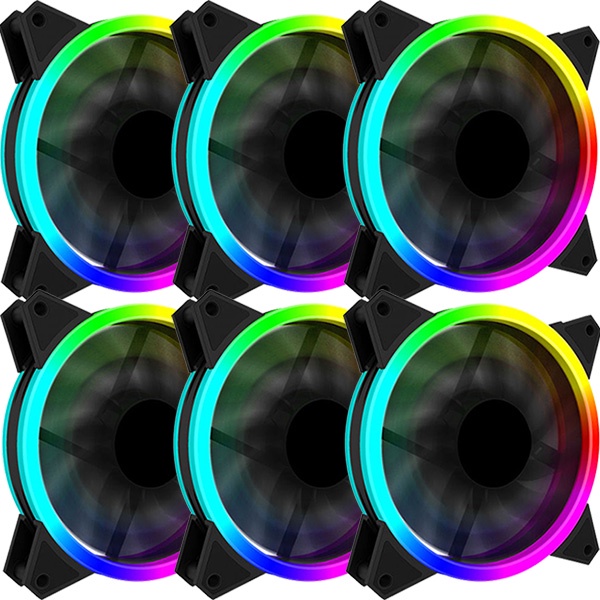 Kit 6 Cooler Rgb Fan 120mm Pc Ventoinha Rainbow Silencioso | Shopee Brasil