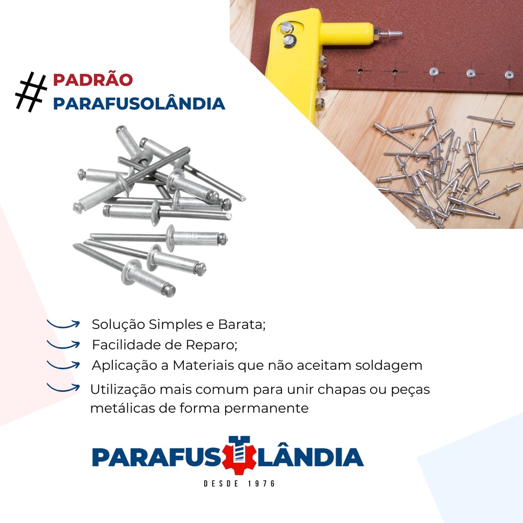 Rebite Pop Repuxo Alumínio Diversas Medidas 1/8 - 5/32 - 3/16 - 1/4 ...