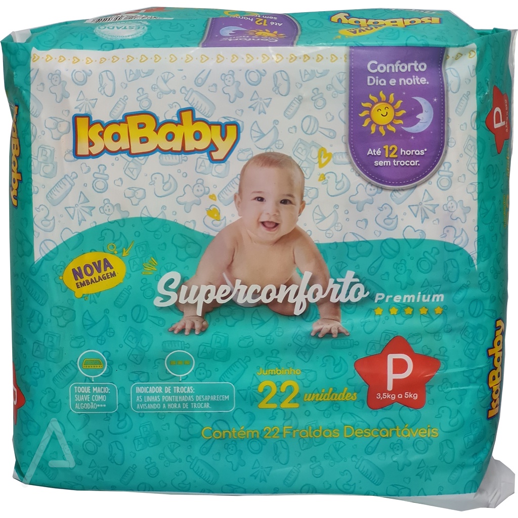 Fralda Isababy Superconforto Premium - P22 M18 G18 XG14 | Shopee Brasil