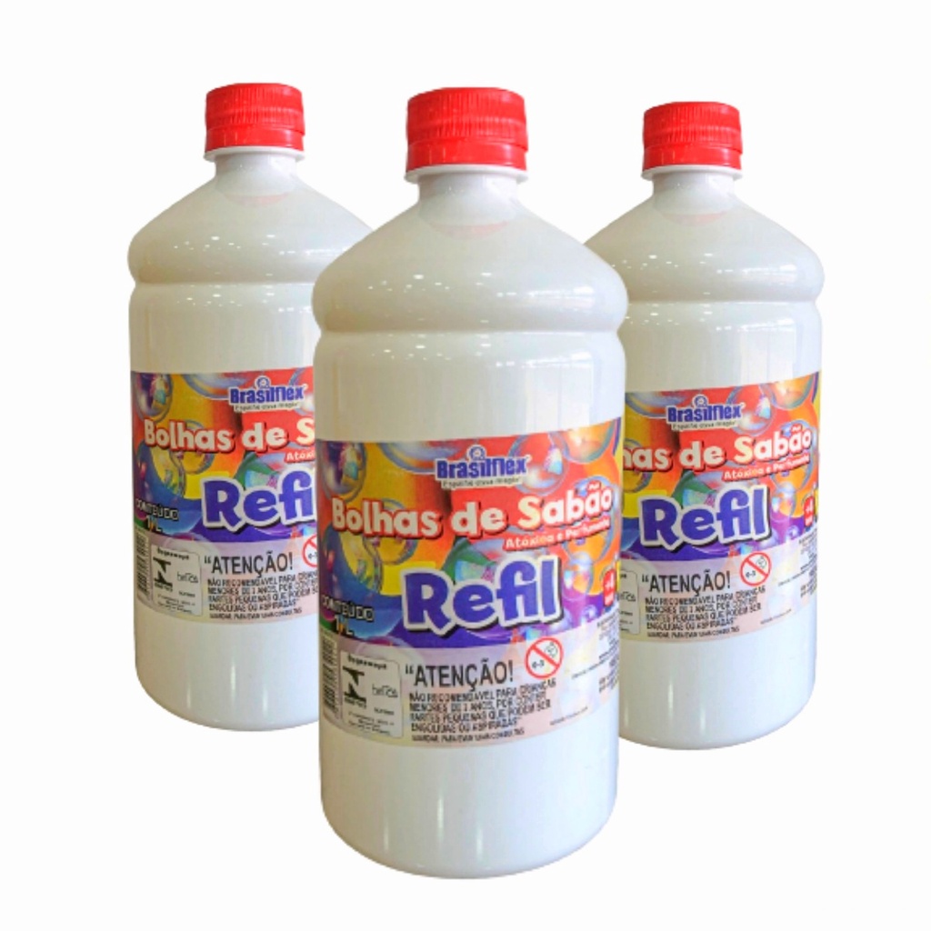 Kit 3u Refil Bolhas Sabão Liquido Para Maquina De Sabão 1L | Shopee Brasil