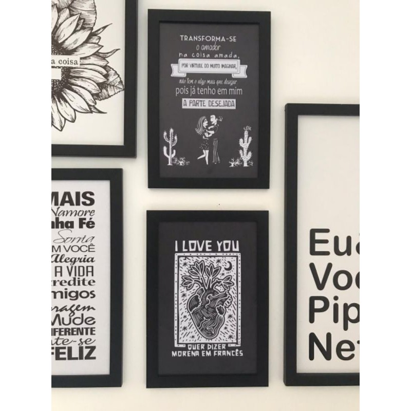 Quadro com Moldura Preta/Branca em MDF A4 Personalizável | Shopee Brasil