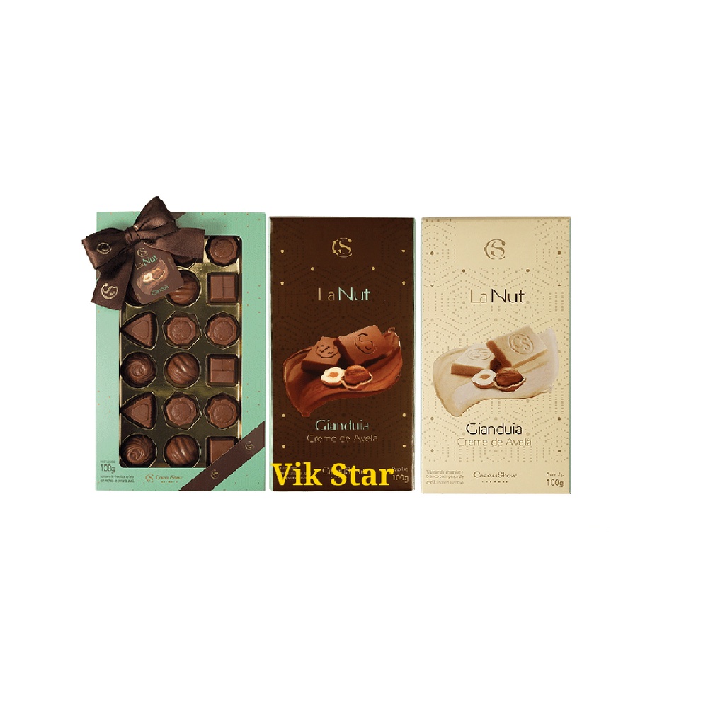 kIt 1 Caixa Lanut Bombons De Chocolate 108g + 1 Chocolate Lanut 100g + 1 Tablete Lanut Avelã Com ...