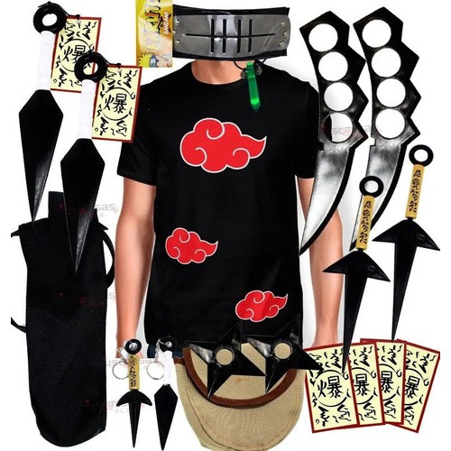 Kit Ninja Naruto Kunai Camisa Akatsuki Itachi Pain K163 | Shopee Brasil